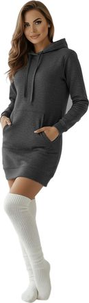 OZONEE Damen Hoodie Kapuzenpullover Lang Sweatjacke Sweatkleid Winterkleid Herbstkleid Kleid Sweatshirt Sweatshirtkleid Kapuzenjacke Kapuzenpulli Kapuze Lang