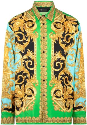 Versace t-shirt &agrave; imprim&eacute; code-barres - Vert
