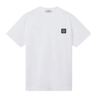 Stone Island Homme, Tops, Blanc, Taille: L Cotton T-Shirt