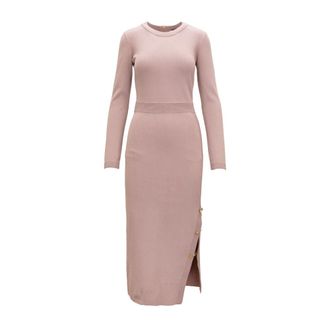 Elisabetta Franchi Femme, Robes, Rose, Taille: 44 FR Robe Tricot&eacute;e Manches Longues avec Fente Cha&icirc;ne