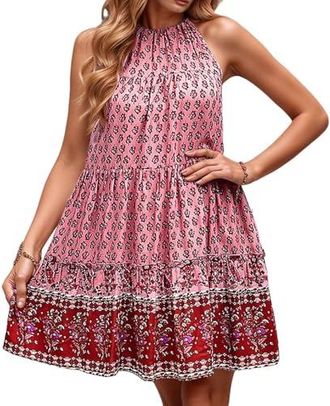 Generic Robe boh&egrave;me 2026 pour femme - Robe d&eacute;contract&eacute;e pour tous les jours et sorties &agrave; la plage - Motif imprim&eacute; - Parfait pour le printemps, l&eacute;t&eacute;, lautomne,