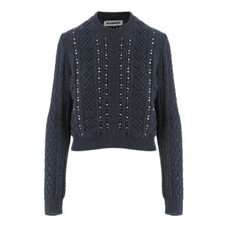 Jil Sander Rundhals-Pullover aus Wolle - - Knitwear - Damen - Blau - L