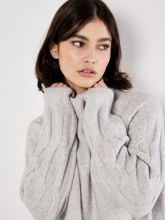 Apricot Rollkragenpullover Strickpullover mit Zopfmuster