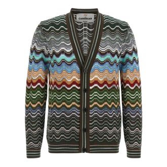 Missoni Homme, Pulls, Multicolore, Taille: L Cardigan Chevron en Coton et Viscose avec Motif Grec