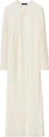Fabiana Filippi Femme, Pulls, Blanc, Taille: 42 FR Gilet Tricot Ouvert &agrave; Nouer sur le Devant