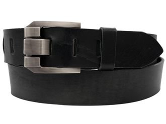 AnnaMatoni Herren Leder Gürtel in Premium Rindsleder Pflanzlich gegerbtes Leder 3,5mm stark mit Metall Dorn Schließe in grau 4cm breit Herren Ledergürtel (Schwar