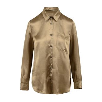 Aspesi Gl&auml;nzendes Viskose-Hemd - - Blouses & Shirts - Damen - Braun - XS