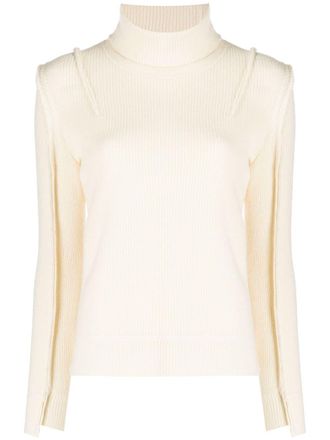 R13 pull nervuré à col roulé - Blanc