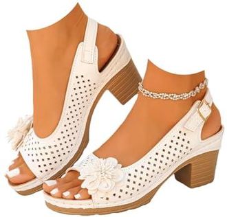 Generic Sandales &agrave; talons bas larges, chaussures d&eacute;t&eacute; pour femme, sandales orthop&eacute;diques &agrave; talon bas pour femme, sandales orthop&eacute;diques pour femme, sandales &agrave;