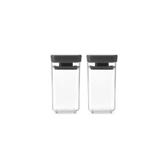 Brabantia TASTY+ Minibeh&auml;lter-Set | Luftdichte Vorratsdosen f&uuml;r Gew&uuml;rze und Kr&auml;uter | 2 x 0,15 l transparente, BPA-freie Gef&auml;&szlig;e mit silikonversiegelten Deckeln 