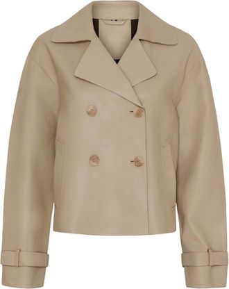 Notyz Kurzer Leder-Trenchcoat - - Jackets - Damen - Beige - XL