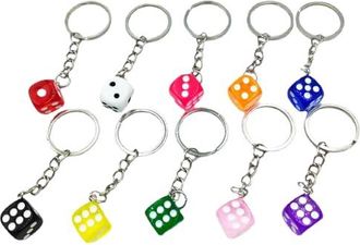 Cabilock 10 Pièces Porte-clés Dés Porte-clés Sacs à Pendentif Porte-clés Exquis Porte-clés Sympas Porte-clés De Cartes De Nouveauté Drôles Clé Mini-dé En Acier