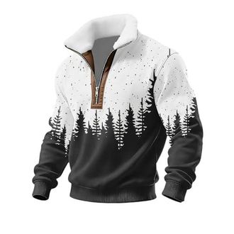 Generic Pull de Noël pour homme - Motif arbre de Noël amusant - Doublure en polaire - Pull de Noël 2025 à manches longues - Flocons de neige - Tendance et déc