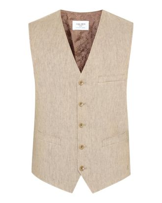 Carl Gross Anzugweste aus Leinen mit Innenfutter in