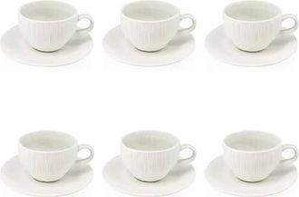 Ogo Living Lot 6 tasses 21cl et soucoupes 15cm urus en porcelaine bleu et blanc - 2414171