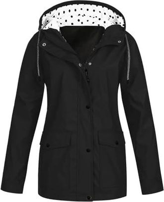 Generic Veste de pluie l&eacute;g&egrave;re pour femmes avec capuche coupe-vent imperm&eacute;able &agrave; manches longues et fermeture &eacute;clair design ajustable avec cordon et poches fon