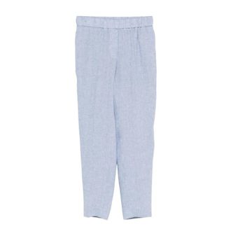 PESERICO Elastische- schmal zulaufende Hose mit Bund - - Trousers - Damen - Blau - S