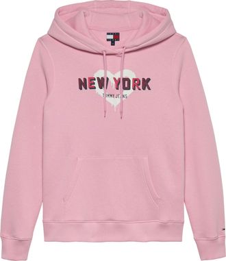 Tommy Jeans Damen Hoodie TJ X NYC mit Kapuze, Rosa (Pink Sugar), L