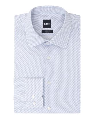 HUGO BOSS Gemustertes Stretch-Hemd mit Kentkragen, Regular in