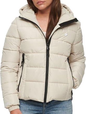 Superdry COAT HOODED SPIRIT SPORTS PUFFER Pelican 14 Femme, Pélican, 42