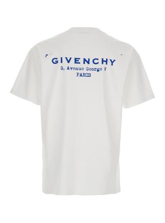 Givenchy Mens White Crewneck T-Shirt With Rear Logo Cotton T-Shirts And Polos
