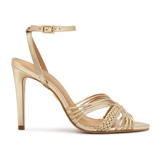 Kazar Goldene Sandalen mit geflochtenem Riemen und Kn&ouml;chelverschluss - - Shoes - Damen - Gelb - 36 EU