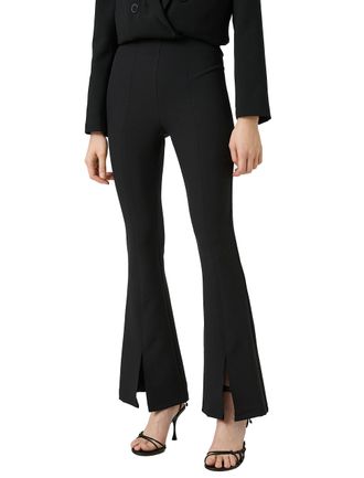 Koton Damen Slitted Trousers Flare Leg Slim Fit Pants, Black (999), 38 EU