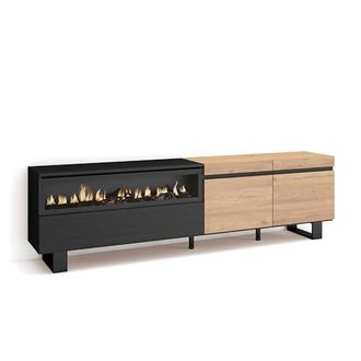 Skraut Home | TV-Schrank, Lowboard | f&uuml;r Wohnzimmer und Esszimmer | 200x57x35cm | F&uuml;r TV-Ger&auml;te bis zu 80 | Elektrokamin. Ma&szlig;e | Industriedesign | Moderner Stil |