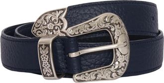 Orciani Femme, Accessoires, Bleu, Taille: 80 CM Floral-engraved Buckle Belt