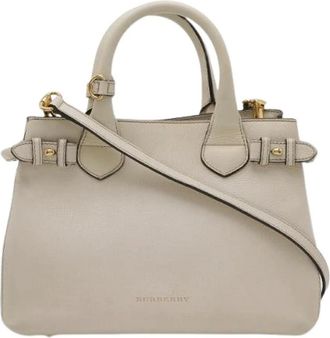 Burberry Pre-owned Sac bandouli&egrave;re Banner Small Side Check en toile et cuir - Femme - Pre-owned - Beige - Taille: ONE Size