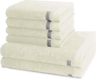 ROSS 6 teiliges Frottier-Set - Sinfonie (4 X Handtuch 2 X Duschtuch im Set) - 500 g/m2 - Baumwolle - Walkfrottee - saugstark - weich und flauschig - Natur