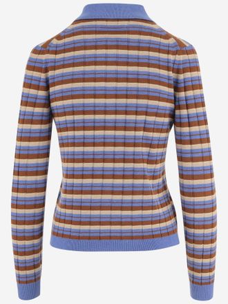 Guest In Residence Womens Sweater Silk And Linen, Striped Multicolour