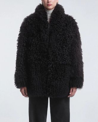 Nour Hammour Nour Hammour, Femme, Vestes, Noir, Taille: 38 FR Manteau en peau lain&eacute;e Amara