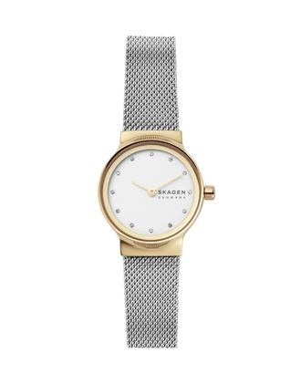 Emporio Armani Damenuhr aus goldfarbenem Edelstahl mit zwei Zeigern, AR11659