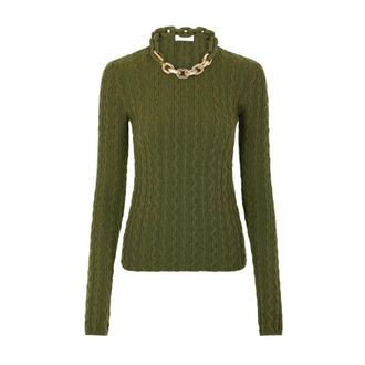 Paco Rabanne Weicher Woll-Kaschmir-Pullover - - Knitwear - Damen - Gr&uuml;n - M