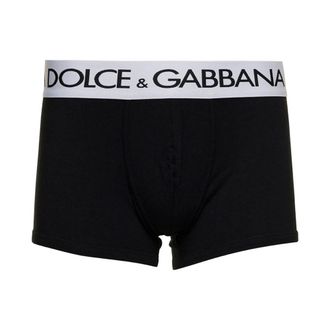 Dolce & Gabbana Homme, Sous-v&ecirc;tements, Noir, Taille: 3XL Boxers Noirs avec Ceinture Marqu&eacute;e
