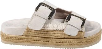Mou Femme, Chaussures, Beige, Taille: 37 EU Two Buckle Sandal Raffia