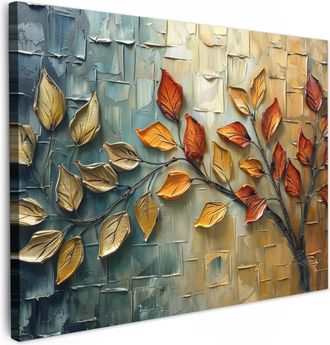 MuchoWow © Bilder 70x50 cm Wohnzimmer Deko Modern Wandbild Kunstdruck auf Leinwand Bild Schlafzimmer über Bett Room Decor Geschenke Kunst - Laub - Braun - Mode