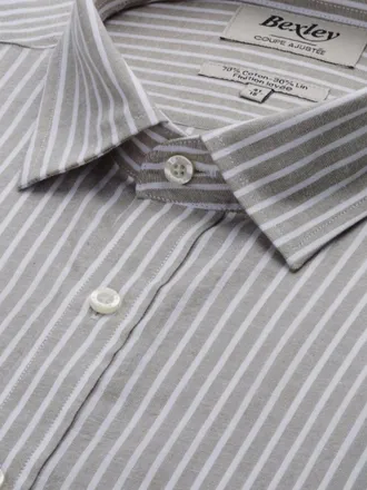 Bexley Edibert - Chemise homme chambray tilleul et blanc