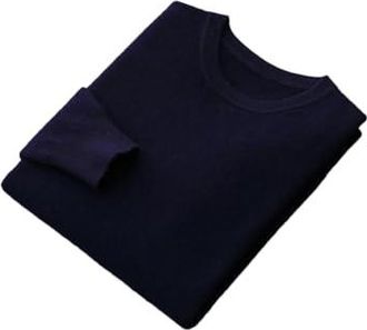 Generic Pull en laine m&eacute;rinos &agrave; col rond pour homme, bleu marine, XL