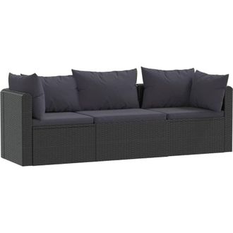 vidaXL Vidaxl - Canap&eacute;s de jardin 3 pcs avec coussins R&eacute;sine tress&eacute;e Noir