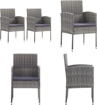 vidaXL Vidaxl - Chaises de jardin coussins gris fonc&eacute; 2 pcs r&eacute;sine tress&eacute;e - Chaise De Jardin - Fauteuil De Jardin - Mobilier De Jardin - R&eacute;sine Tress&eacute;e