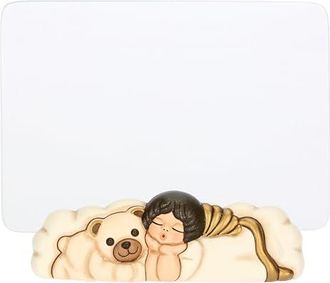 Thun Bilderrahmen mit Engel und Teddy aus handdekorierter Keramik und Glas, Linie Baby, 14 x 4,7 x 7, Fotobereich 14 x 17 cm