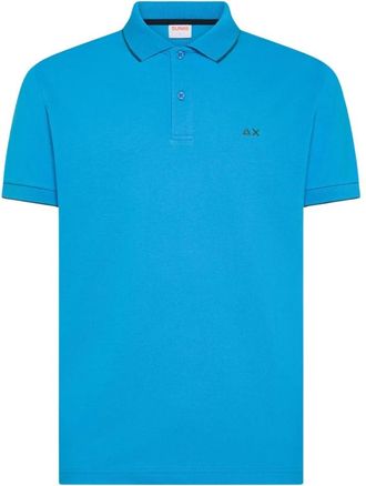 Sun 68 Homme, Tops, Bleu, Taille: S Small Stripe Polo On Collar S/S