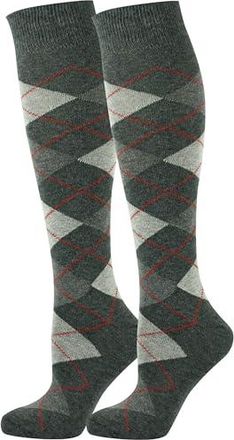 MySocks Chaussettes montantes pour homme Motif losanges, 2 paires de losanges anthracite fonc&eacute;, fr&ecirc;ne anthracite, 42-46