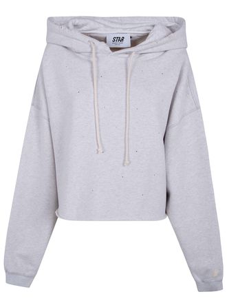 Golden Goose Star WS Oversize Cropped Hoodie Heavy Fleece Destroyed