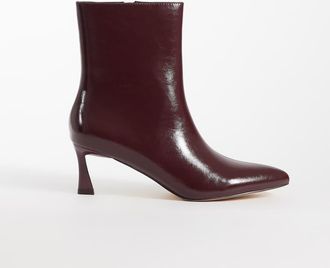 London Rebel Claudia bottines mi-hautes &agrave; petit talon en bordeaux-Rouge