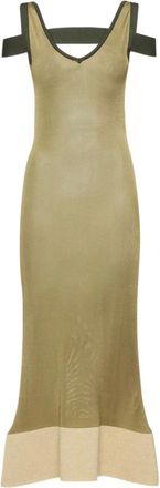 Jacquemus Femme, Robes, Vert, Taille: 38 FR Longue robe avec col en V