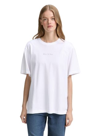 Tom Tailor Damen 1047865 Oversize T-Shirt mit R&uuml;ckenprint, 20000-White, L