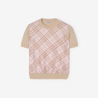 Burberry Haut en laine et soie avec Check, Size: XL